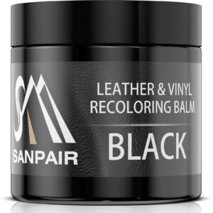 sanpair black leather recoloring balm, leather color restorer, leather scratch repair, leather balm, black leather paint, leather sofa stain remover for couch, furniture and car seat