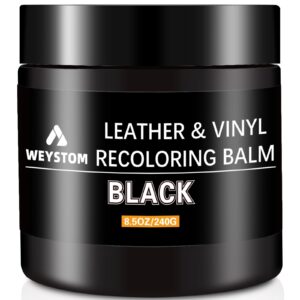 weystom leather recoloring balm - black leather repair kit for furniture, leather dye, recolor, renew, repair & restore aged, faded, cracked, peeling and scuffed leather