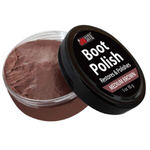 jobsite premium leather boot & shoe polish cream - restores, conditions & polishes - medium brown - 3 oz