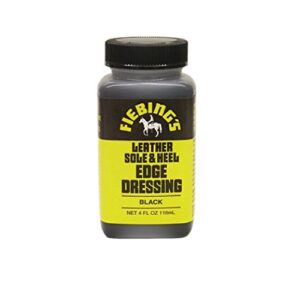 fiebing's leather sole & heel black edge dressing (4 oz) - high gloss shoe dressing for leather soles and heels - provides a protective, glossy finish after a shoe shine - includes brush applicator