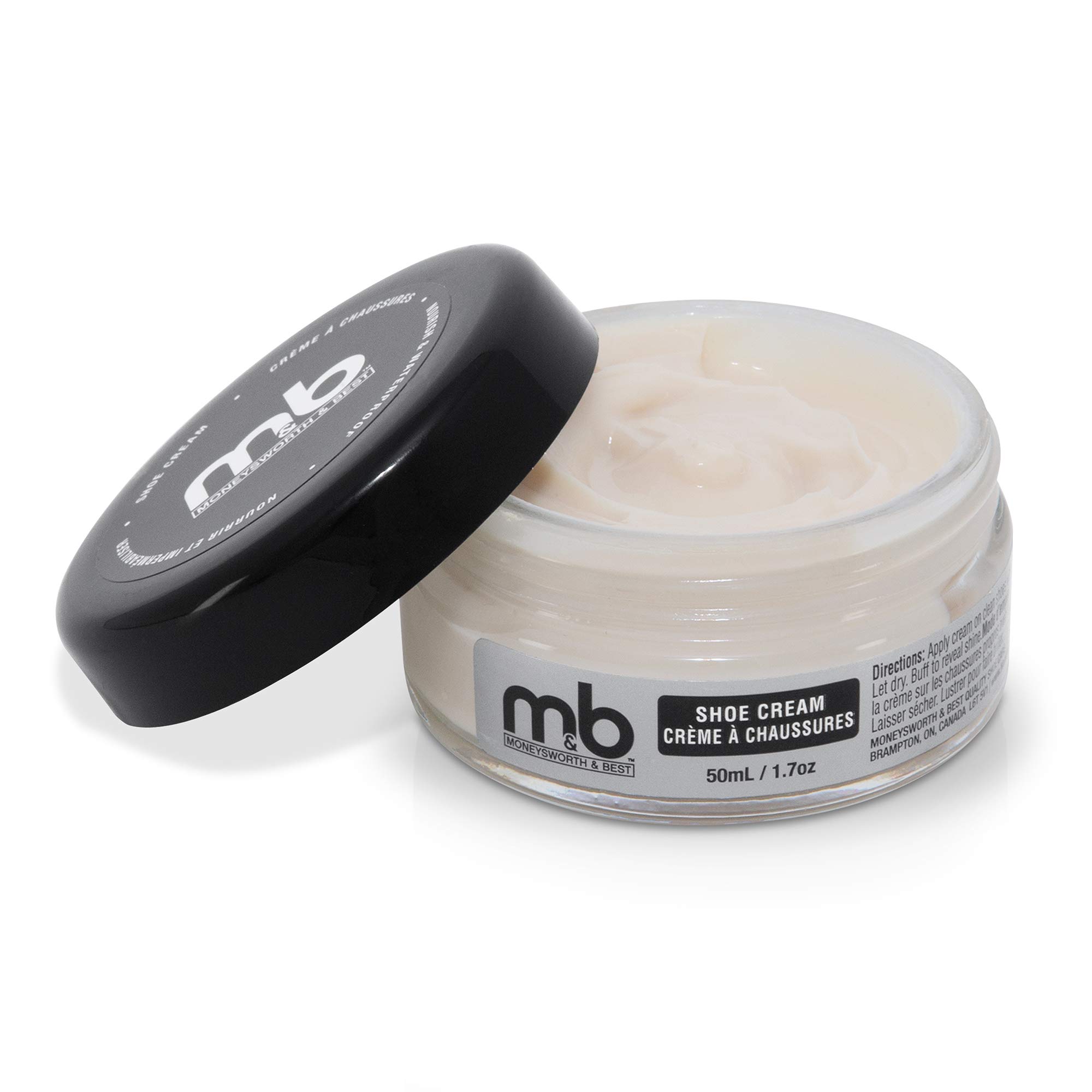 M&B Shoe Cream, Shoe Polish for Leather Shoes, Leather Conditioner for Shoes, Shoe Accessories, Neutral, 1.7 oz.