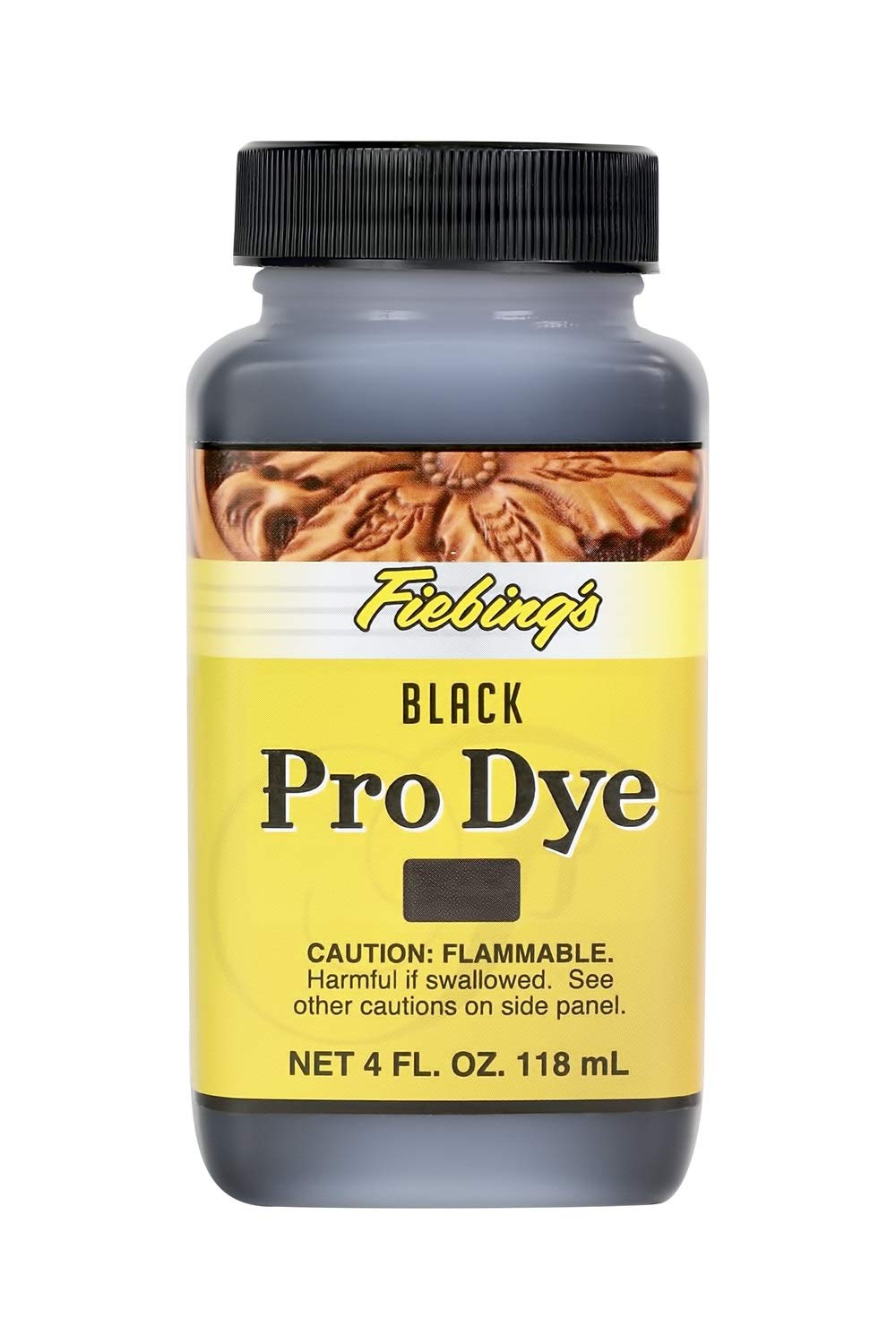 Fiebing's Pro Dye Black, 4 oz. - Professional Oil Dye for Leather