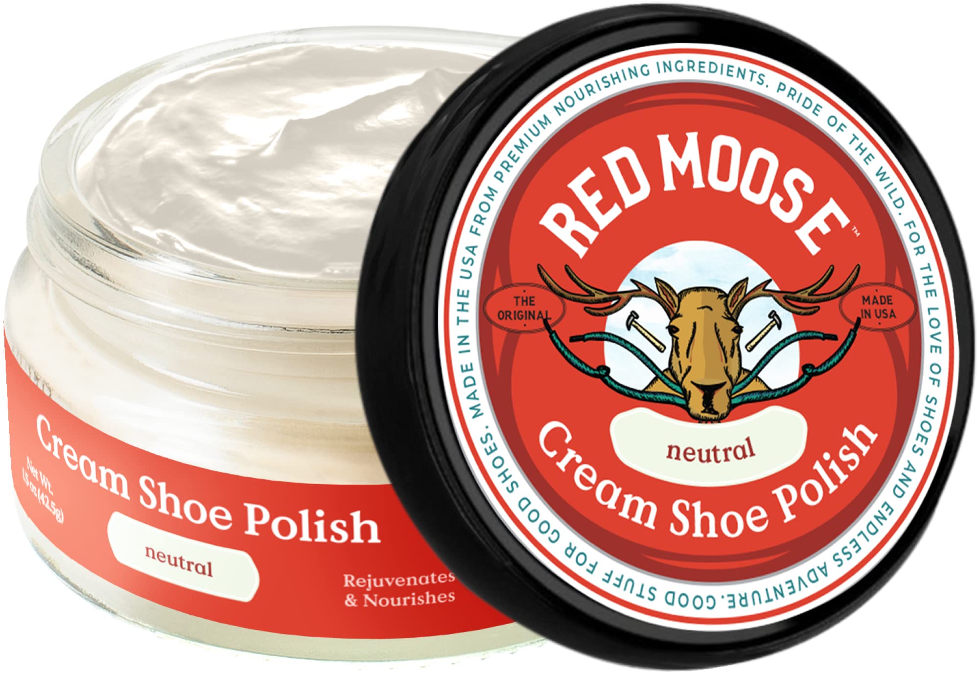 RED MOOSE Premium Boot and Shoe Cream Polish Neutral - Made in the USA