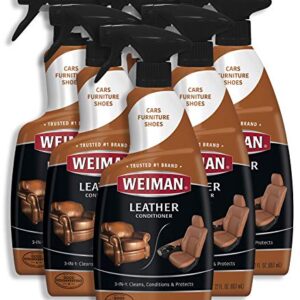 Weiman Leather Cleaner & Conditioner - 22 fl. oz. [6 Pack] Restores Leather Surfaces - UV Protectants Help Prevent Cracking or Fading of Leather Couches, Car Seats, Shoes, Purses