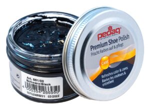 pedag premium shoe cream polish 851 for smooth leather, made in germany, black 00 color, 50ml/1.7oz