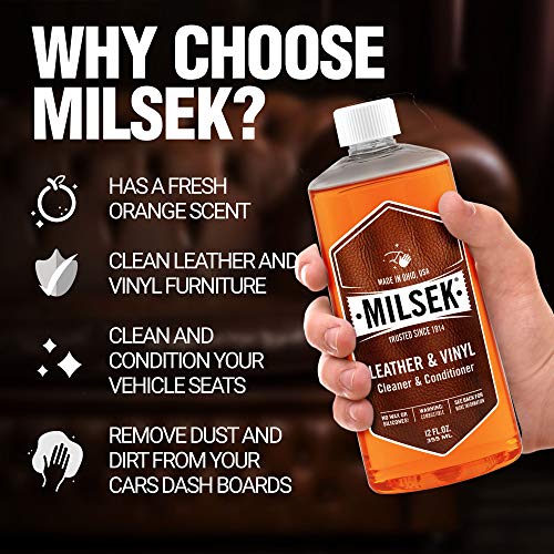 Milsek Leather & Vinyl Cleaner and conditioner, 12-Ounce, Pack of 6, Orange, 6 Count