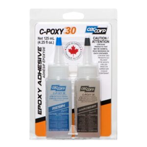 epoxy glue adhesive c-poxy 30 by ceccorp (4.25 oz combined) – medium setting cure, clear epoxy glue, general purpose, 30 minute