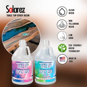 Solarez Crystal Clear Table-Top Epoxy Resin ~ One Gallon Kit ~ Two Part Pro Epoxy Resin & Hardener ~ DIY Kit for Wood, Counter Top, Bar Top, Tile & Resin Art ~ High Gloss Commercial Epoxy