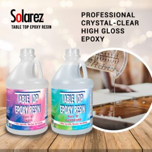 Solarez Crystal Clear Table-Top Epoxy Resin ~ One Gallon Kit ~ Two Part Pro Epoxy Resin & Hardener ~ DIY Kit for Wood, Counter Top, Bar Top, Tile & Resin Art ~ High Gloss Commercial Epoxy