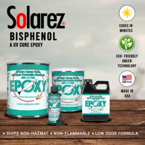 SOLAREZ Bisphenol-A (pint) UV Cure Epoxy Resin ~ Clear Gloss Industrial Standard Epoxy Resin, Corrosion Resistant, Non-Hazmat, 1-min Cure Direct Sun, Boats, Canoes, Wood, Fiberglass, Made in The USA