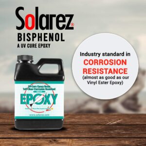 SOLAREZ Bisphenol-A (pint) UV Cure Epoxy Resin ~ Clear Gloss Industrial Standard Epoxy Resin, Corrosion Resistant, Non-Hazmat, 1-min Cure Direct Sun, Boats, Canoes, Wood, Fiberglass, Made in The USA