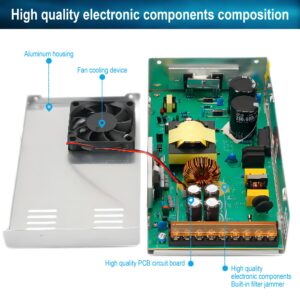 BOSYTRO 12V 50A 600W DC Switching Power Supply, Universal Regulated Switching AC110V/220V (SMPS), 12 Volt Power Supply for LED Strip Light, CCTV Camera Security System,Computer Project