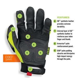 Mechanix Wear: Hi-Viz M-Pact Work Gloves (Small, Fluorescent Yellow)