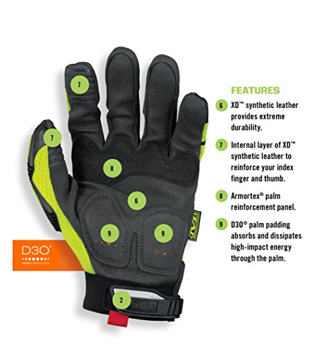 Mechanix Wear: Hi-Viz M-Pact Work Gloves (Small, Fluorescent Yellow)