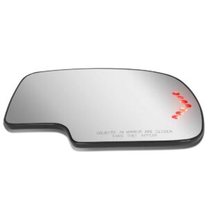 dna motoring smp-056-r factory oe style right/passengerdoor rear view mirror glass w/heater+led turn signal [compatible with 99-07 silverado sierra 1500 & classic / 00-06 suburban 1500 2500]