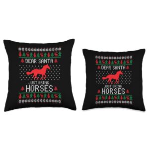 Funny Christmas Family Matching Outfits by SMP Dear Santa Just Bring Horses Matching Christmas Ugly Sweater Throw Pillow, 18x18, Multicolor