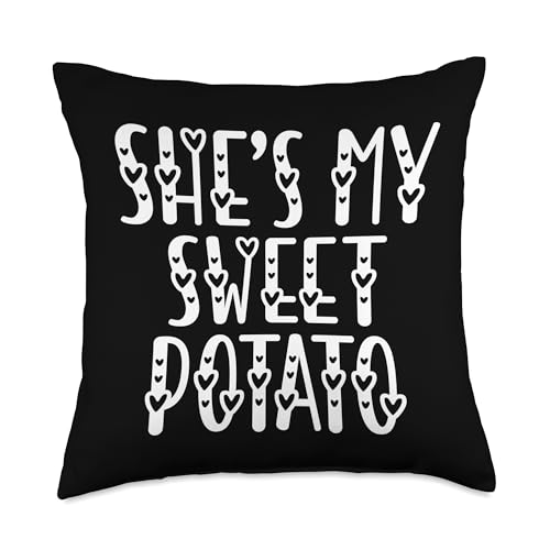 Funny Thanksgiving Gathering Outfits by SMP She's My Sweet Potato Funny Couple Matching Thanksgiving Throw Pillow, 18x18, Multicolor