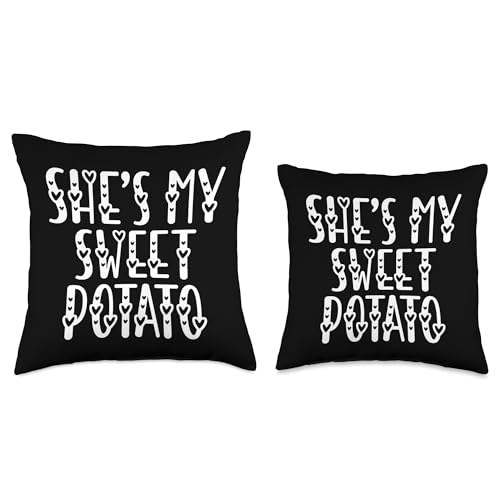 Funny Thanksgiving Gathering Outfits by SMP She's My Sweet Potato Funny Couple Matching Thanksgiving Throw Pillow, 18x18, Multicolor