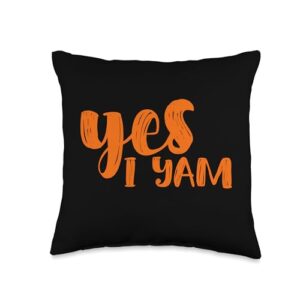 funny thanksgiving gathering outfits by smp yes i yam funny couple matching thanksgiving throw pillow, 16x16, multicolor