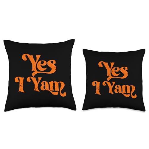 Funny Thanksgiving Gathering Outfits by SMP She's My Sweet Potato I Yam Set Couple Matching Thanksgiving Throw Pillow, 16x16, Multicolor