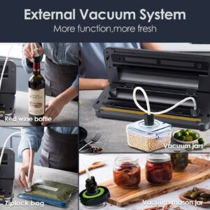 Vacuum Sealer Machine, ETL TESTED & CERTIFIED 95KPA Digital Display Food Sealer with Built-in Cutter and Bag Storage(Up to 20 Feet Length), With 2 Bag Rolls 11”x16’ &8”x16’, Both Auto&Manual Options