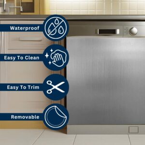 Instant Stainless Steel Magnetic Dishwasher Cover, Reusable Decal for Front Panel, Dishwasher Magnet Cover, Appliance Wrap Skin, 23.5” x 30”