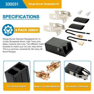 MP22YA Electric Range Burner Element Unit Set with 330031 Surface Element Receptacle Kit and Porcelain Drip Bowl Set by Fetechmate Compatible with whir-pool Frigi-daire Ken-more May-tag Range Oven