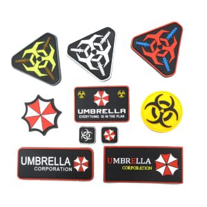 2 PCS AliPlus Zombie Outbreak Response Team Patches Umbrella Corporation Patch PVC Rubber Morale Patch Hook Backed(Round)