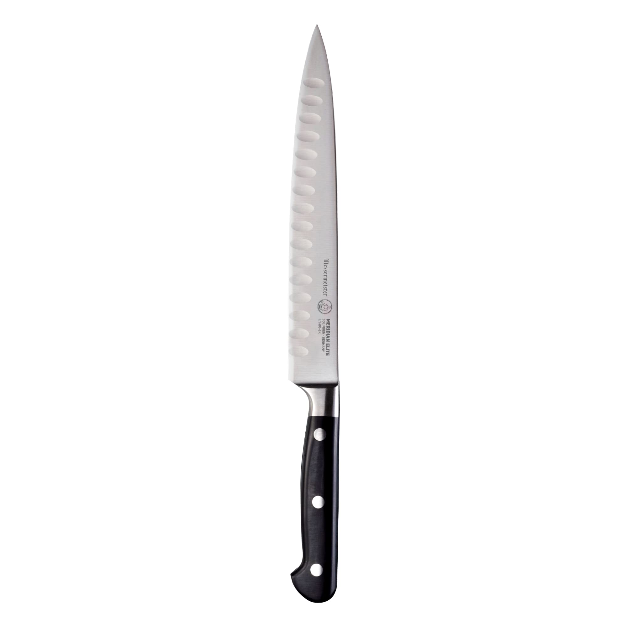 Messermeister Meridian Elite 8” Kullenschliff Carving Knife - Fine German Steel Alloy Blade - Rust Resistant & Easy to Maintain