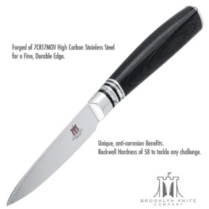 Brooklyn Knife Co. Paring Knife - Japanese Seigaiha Series - Etched High Carbon Steel 3.5-Inch