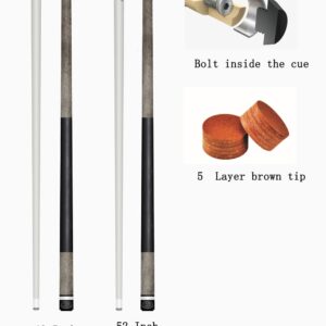 2022 New Champion Sport Co 42 inch, 48 inch or 52 inch Billiards Cue Stick Junior Size Cues (52 Inch Long 20oz, Gray)