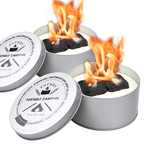 EUPNHY 2 Pack Portable Campfire | Portable Fire Pit | smores maker | Lightweight and Portable | 3-5 Hours of Burn Time | Convenient-No Embers-No Hassle | Great Gifts for Picnics, Camping and More