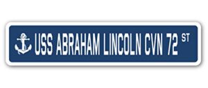 uss abraham lincoln cvn 72 street sign us navy ship veteran sailor gift