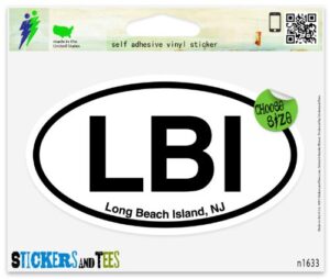 lbi long beach island nj new jersey oval vinyl car bumper window sticker 5" x 3"