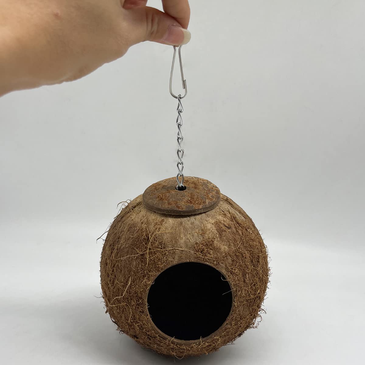 Natural 5.1'' Coconut Shell Bird Nest House Hut for Pet Parrot Cage Seed Feeder Toy Nesting Box (Natural Surface)