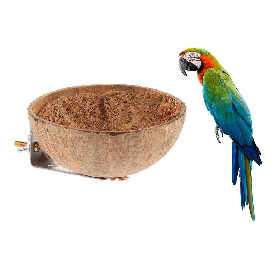 Leefasy Friendly Coconut Shells Parrot Nest House Cage for Birds Parakeet Parrots Nest Decoration