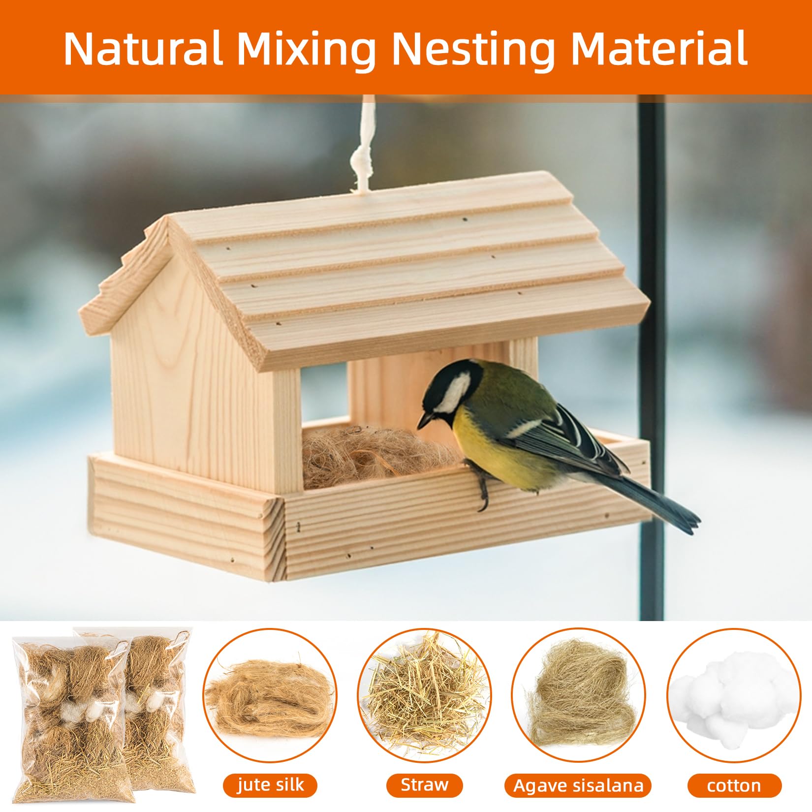 Sukh 2 Pack Bird Nesting Material - Bird Nests Bedding Hummingbird Nesting Material Mixing Canary Nesting Material Finch Nesting Material Parakeet Nesting Materials for Cage,Gardens,Tree Trunks (80G)