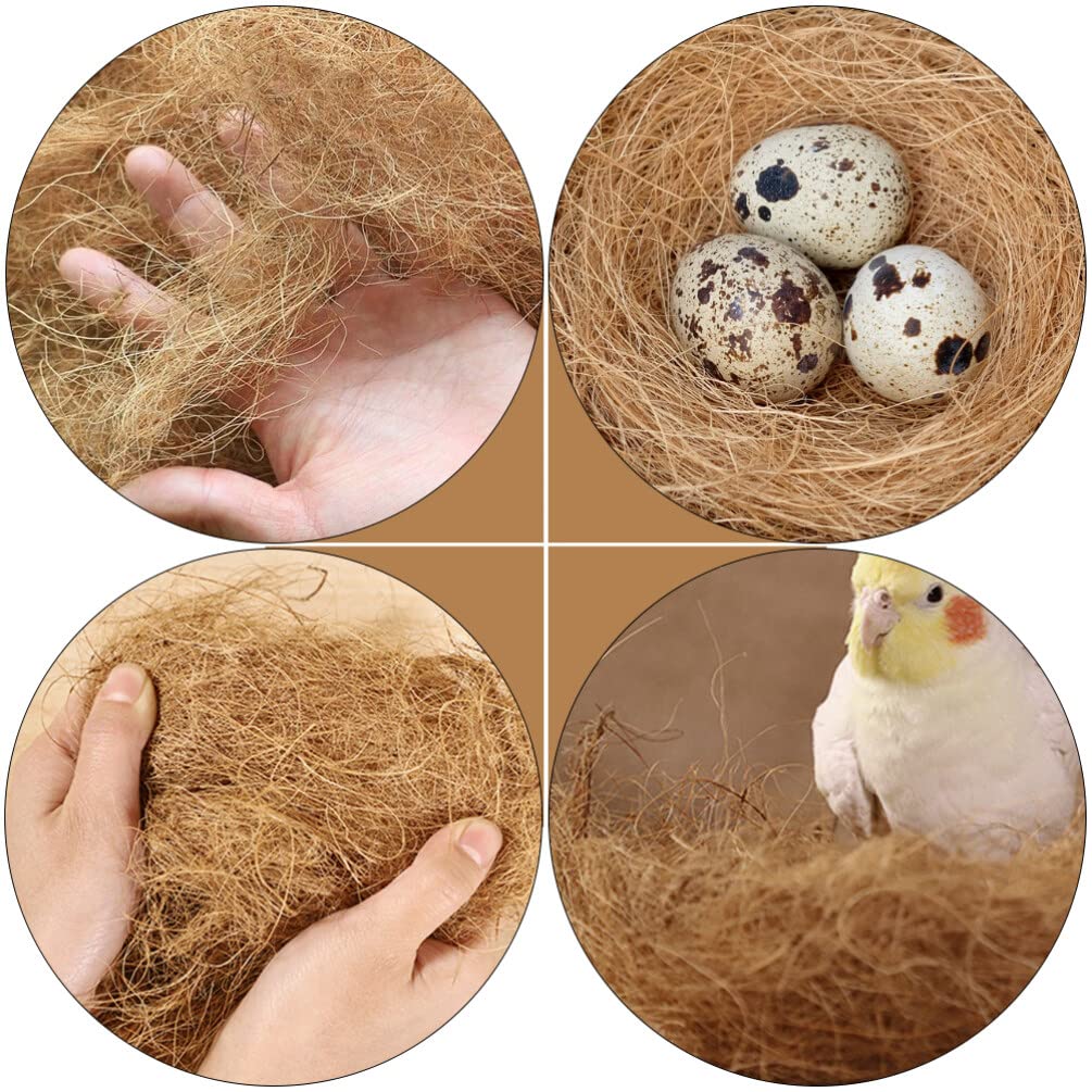 POPETPOP Coconut Fiber for Birds, Nesting Box Pads Chicken Nesting Pads Natural Coconut Fiber Nest Lining Material for Small Birds and Animals for Nest Building Bedding Hideouts 500g