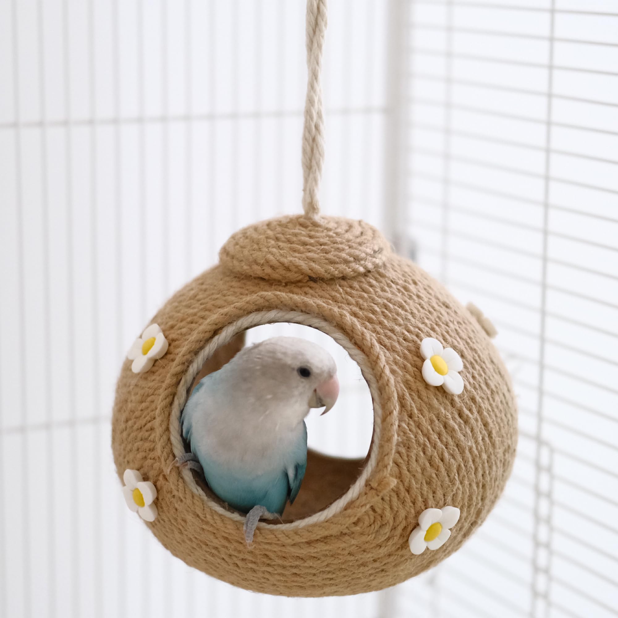 SENDYLAI Bird Nest Birdhouse Coconut Bird Nest Parrot Toys Parrot Nest Bird Bed for Cage for Lovebirds Hamsters Squirrels