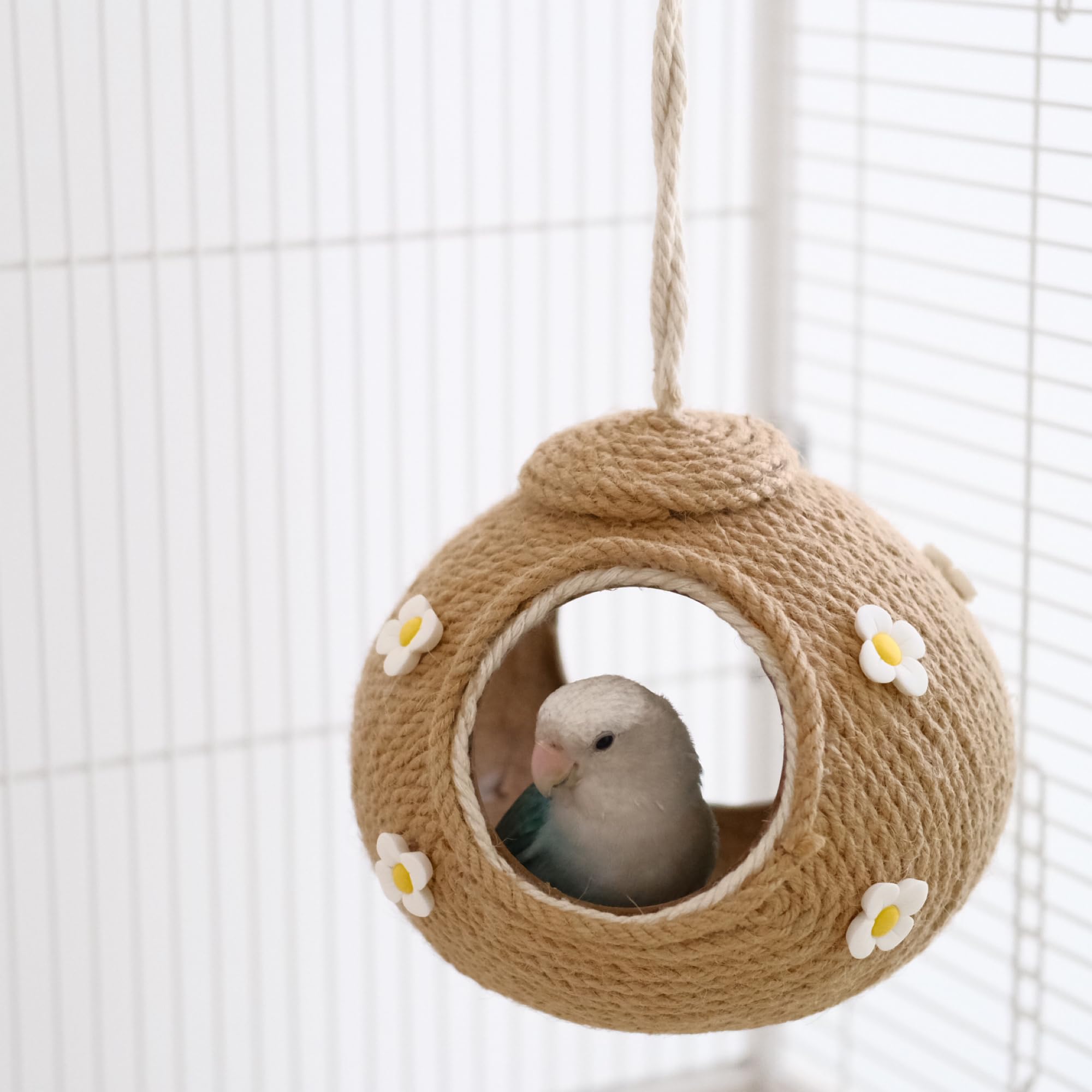 SENDYLAI Bird Nest Birdhouse Coconut Bird Nest Parrot Toys Parrot Nest Bird Bed for Cage for Lovebirds Hamsters Squirrels