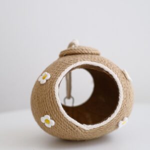 SENDYLAI Bird Nest Birdhouse Coconut Bird Nest Parrot Toys Parrot Nest Bird Bed for Cage for Lovebirds Hamsters Squirrels