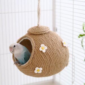 SENDYLAI Bird Nest Birdhouse Coconut Bird Nest Parrot Toys Parrot Nest Bird Bed for Cage for Lovebirds Hamsters Squirrels