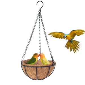 flidrunest natural coir bird nest small medium large bird swing for parrot parakeet cockatiel conure finch cockatiel fiber nest for chinchilla bunny