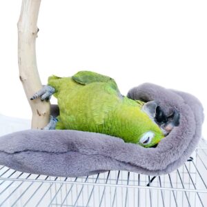 shanlily bird buddy, corner fleece bird blanket, cozy bird bed warmer parrot house for cage, cuddle nest hanging toy for lovebirds, parakeet,gray 12*15cm