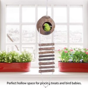 TOPINCN Coconut Shell Bird Nest Breeding Nest Pet Parrot Hideaway House with Rope Ladder for Bird and Small Animal Toy 2 Sizes (#2)