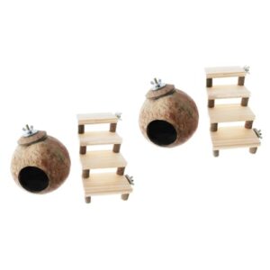 iplusmile 4 pcs hamster furniture hamster hideout pet nesting habitat hamster house bed small animal cage habitat bird hideaway rabbit bird rat lizard shelter husk squirrel wooden pet bed