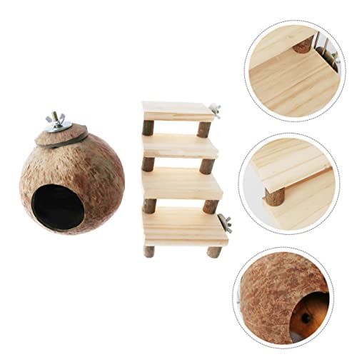 iplusmile 4 Pcs Hamster Furniture Hamster Hideout Pet Nesting Habitat Hamster House Bed Small Animal Cage Habitat Bird Hideaway Rabbit Bird Rat Lizard Shelter Husk Squirrel Wooden Pet Bed