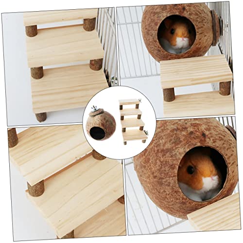 iplusmile 4 Pcs Hamster Furniture Hamster Hideout Pet Nesting Habitat Hamster House Bed Small Animal Cage Habitat Bird Hideaway Rabbit Bird Rat Lizard Shelter Husk Squirrel Wooden Pet Bed