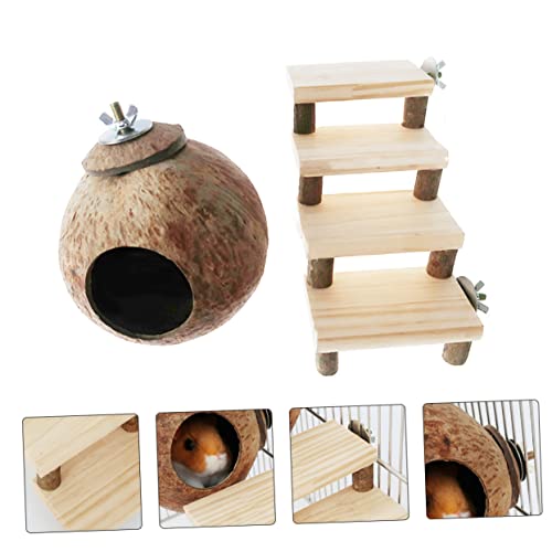 iplusmile 4 Pcs Hamster Furniture Hamster Hideout Pet Nesting Habitat Hamster House Bed Small Animal Cage Habitat Bird Hideaway Rabbit Bird Rat Lizard Shelter Husk Squirrel Wooden Pet Bed