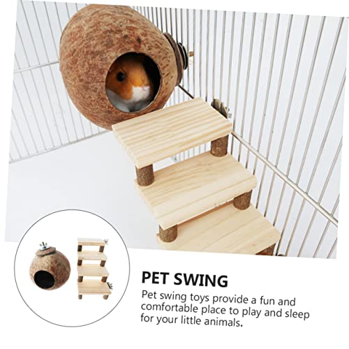 iplusmile 4 Pcs Hamster Furniture Hamster Hideout Pet Nesting Habitat Hamster House Bed Small Animal Cage Habitat Bird Hideaway Rabbit Bird Rat Lizard Shelter Husk Squirrel Wooden Pet Bed